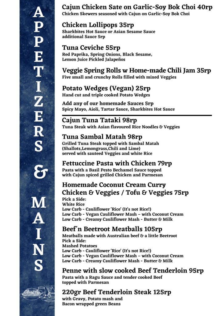 Takeaway Menu – Sharkbites Restaurant